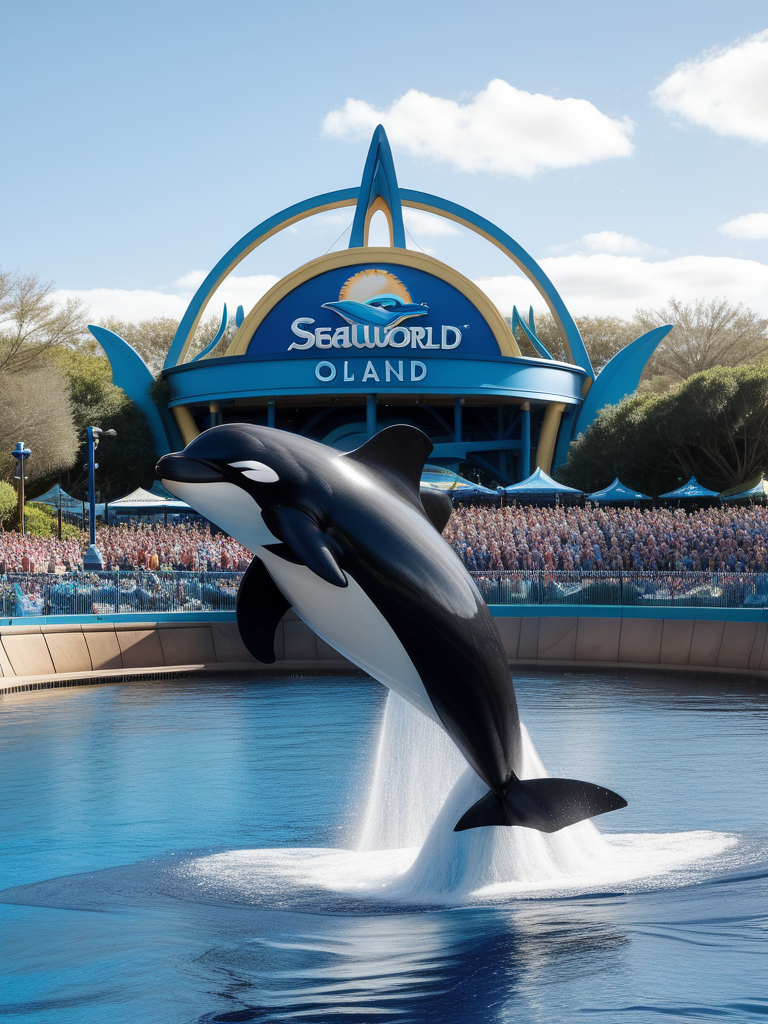 A Majestic Orca Leaps Gracefully at SeaWorld Oland's Spectacular Show ...