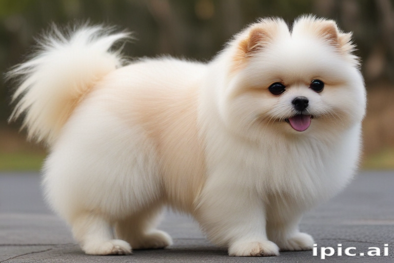 A Fluffy Pomeranian Dog Standing Proudly in a Natural Outdoor Setting