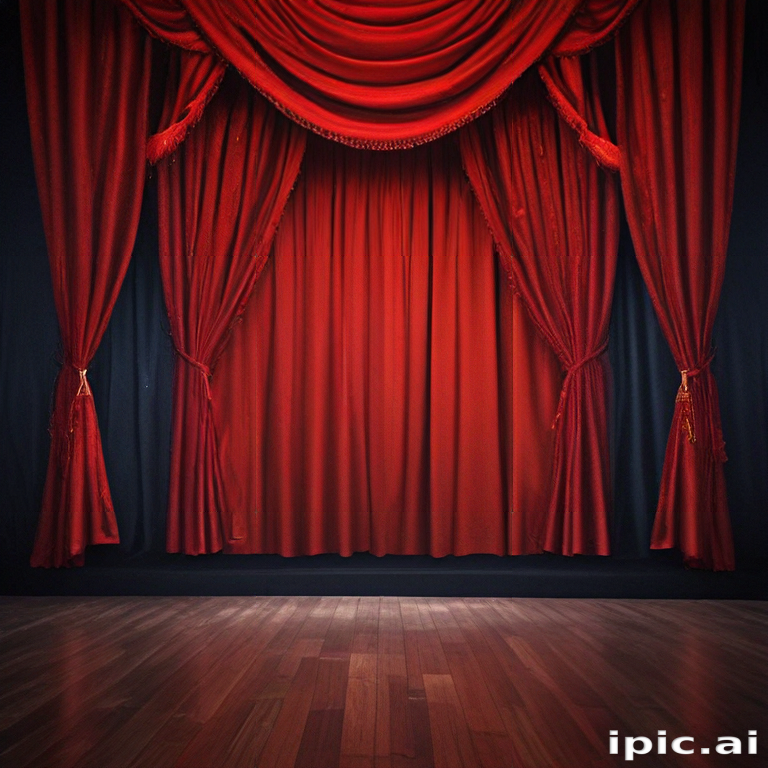 Elegant Red Velvet Curtains Ready to Unveil a Captivating Performance