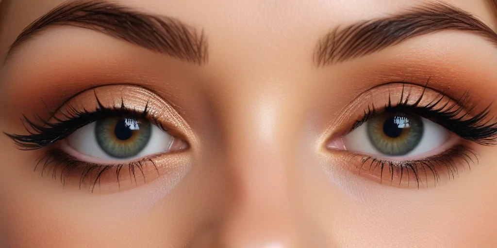 Captivating Close-Up of Striking Eyes with Beautiful Makeup Details