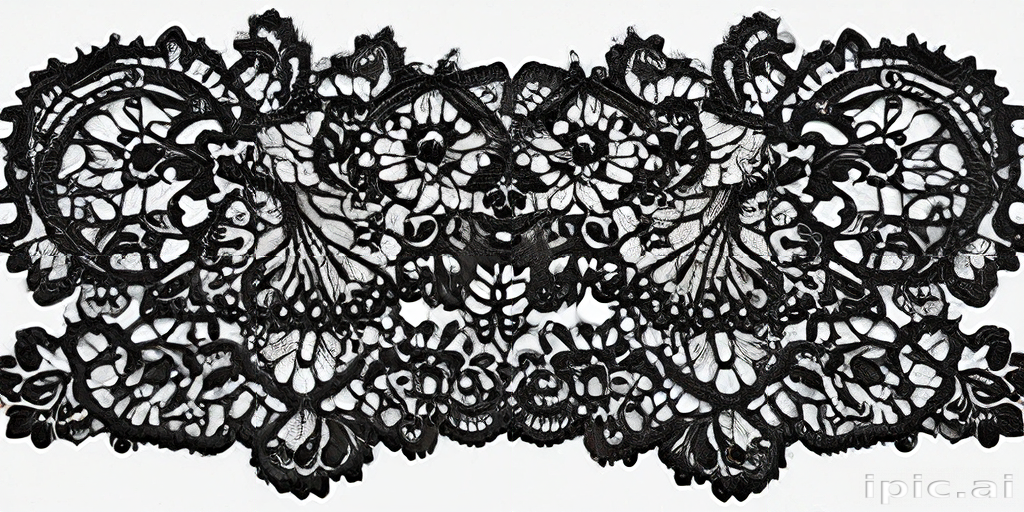Intricate Black Lace Design Showcasing Detailed Floral and Butterfly Motifs
