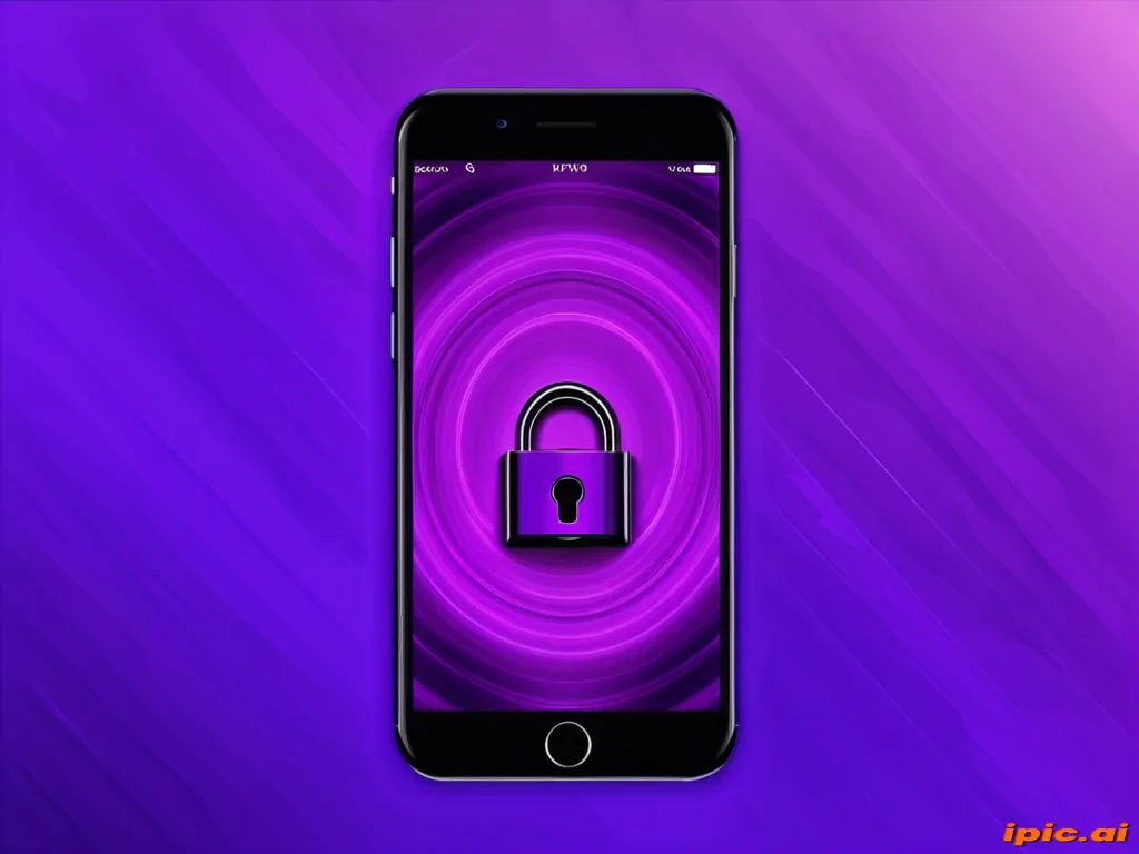 Stylized Smartphone Displaying a Purple Background with a Lock Icon