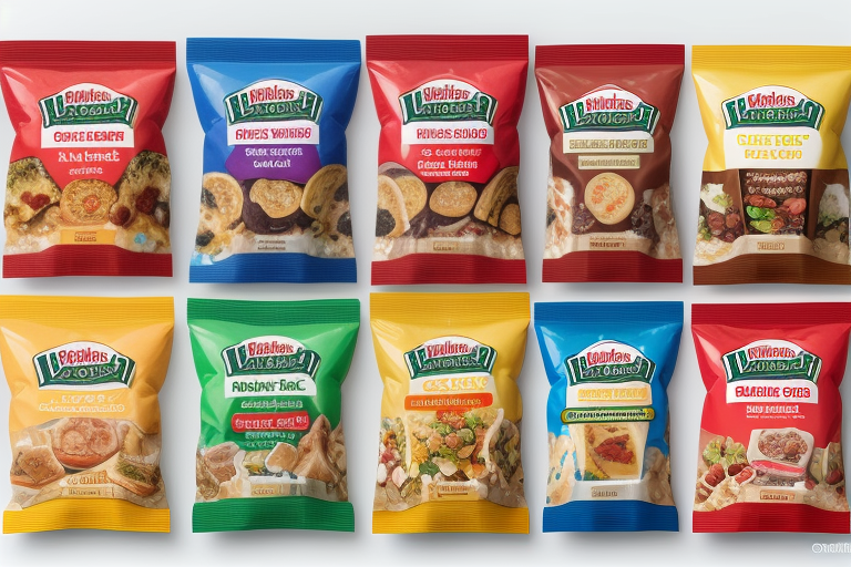 Colorful Variety of Snack Packaged Products Displayed in a Neat Arrangement