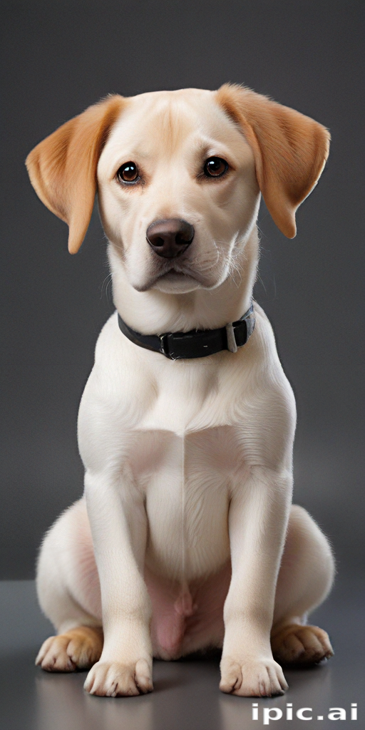 Adorable Lab Puppy Sitting Proudly with a Gentle Expression and Collar.