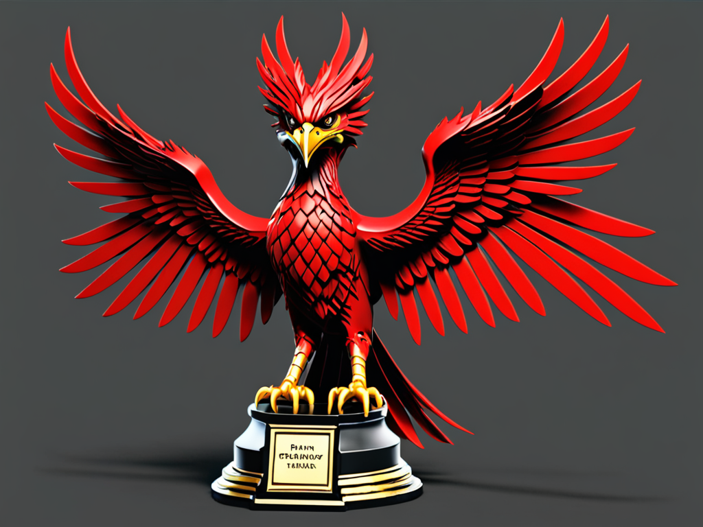 2d video game style red fenix trophy