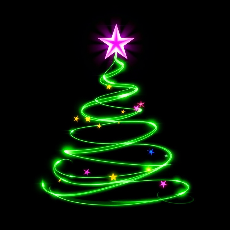 Bright and Colorful Christmas Tree with Sparkling Lights and Star Topper