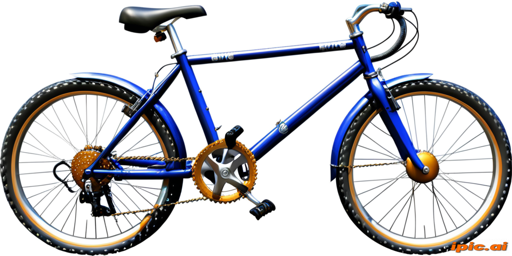 Stylish Blue Bicycle with Gold Accents and Classic Design Features
