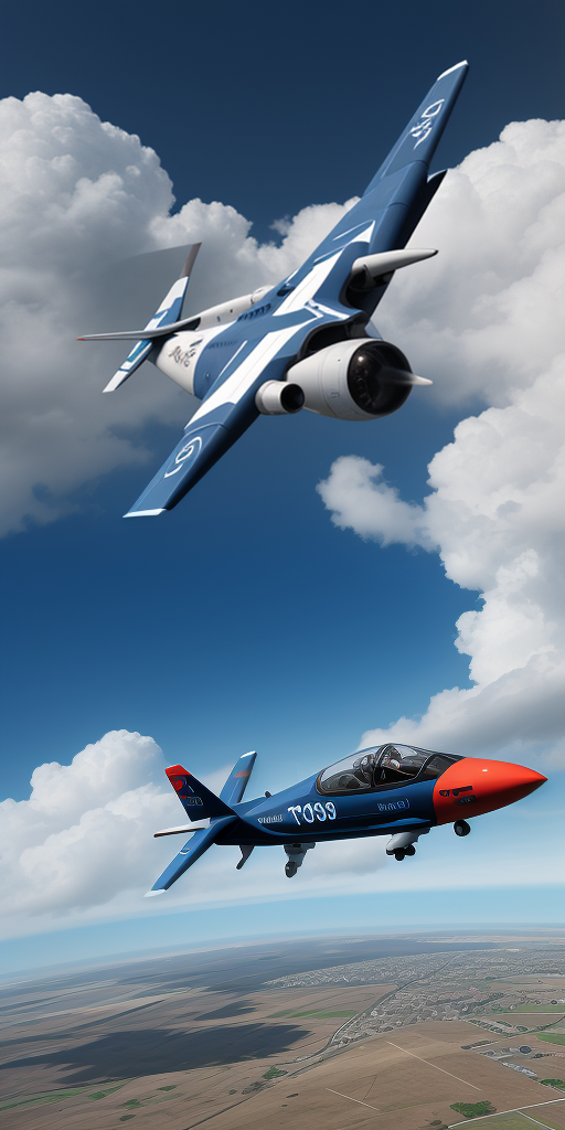 Dynamic Aerial Display of Two Sleek Modern Jets in Flight