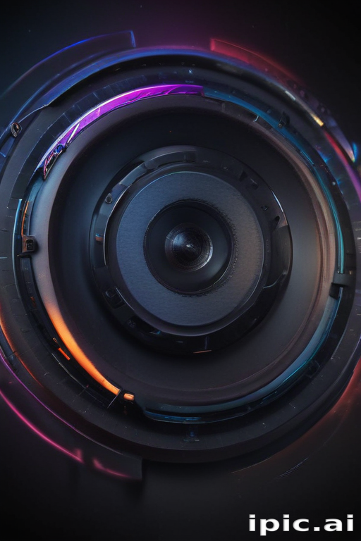 Futuristic Close-Up of a High-Tech Camera Lens with Vibrant Colors