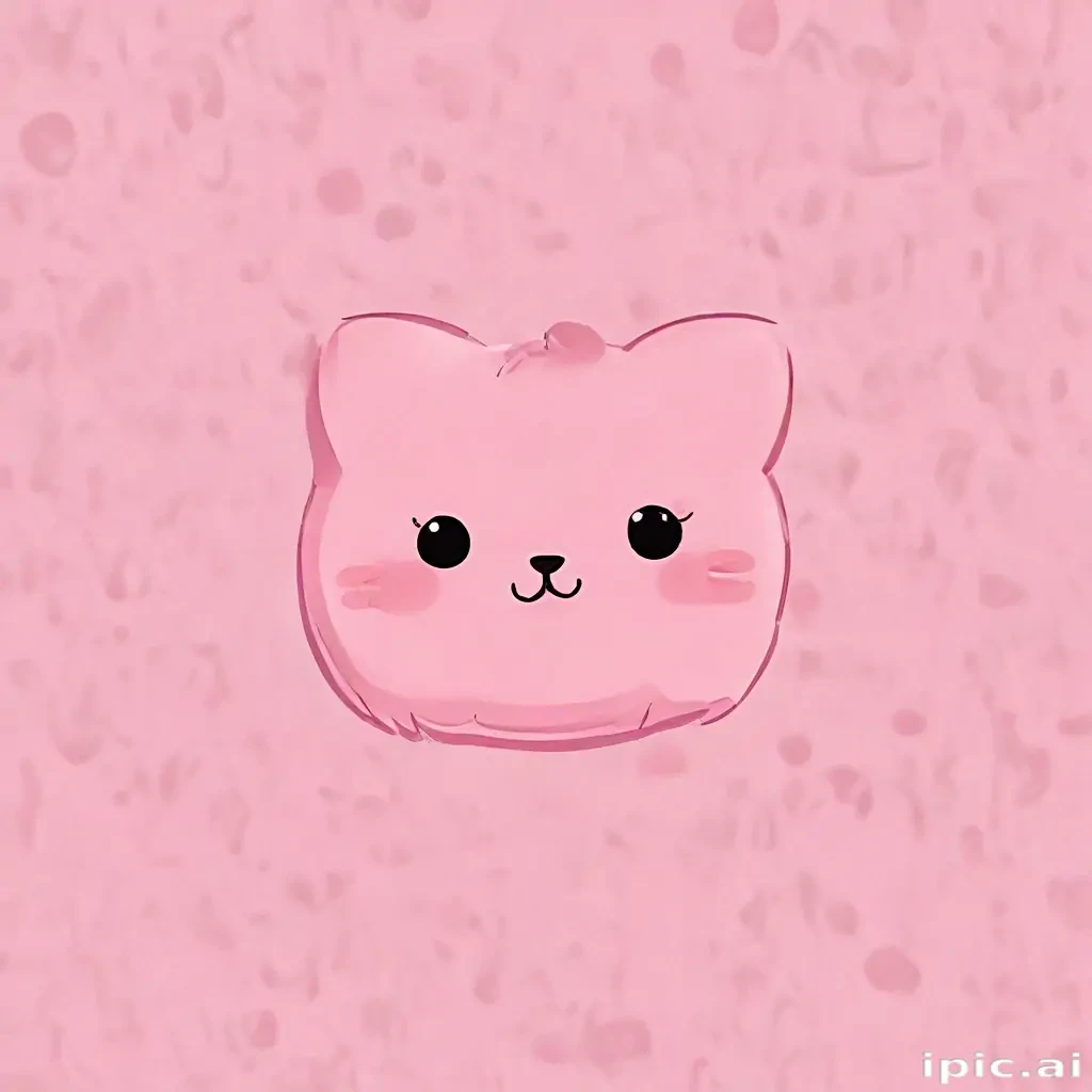 Adorable Pink Cat Face with Cute Features Against a Soft Pink Background