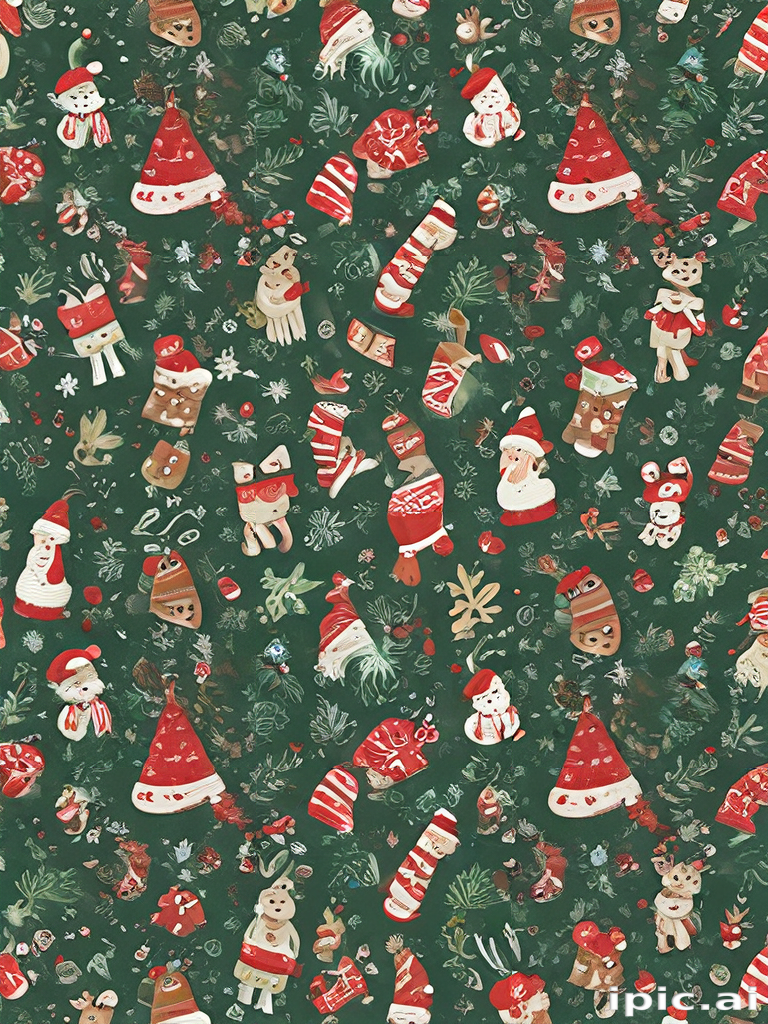Festive Holiday Pattern Featuring Santa, Animals, and Christmas ...