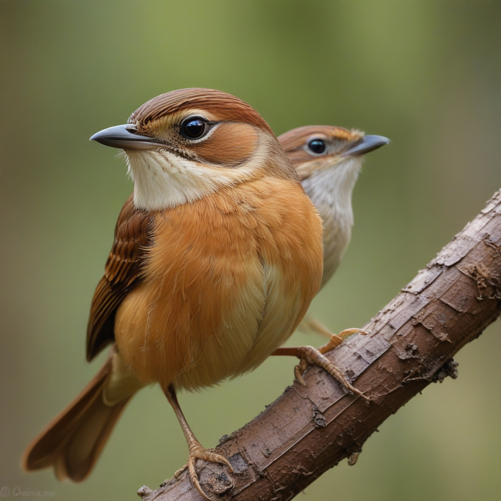 Two Beautiful Birds Perched Gracefully on a Branch in Nature