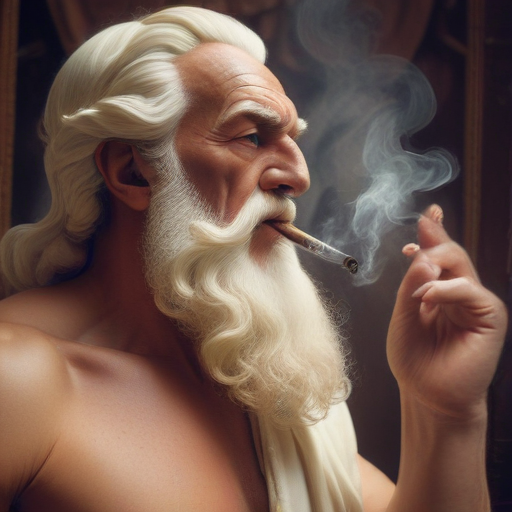 Zeus smoking cigar
