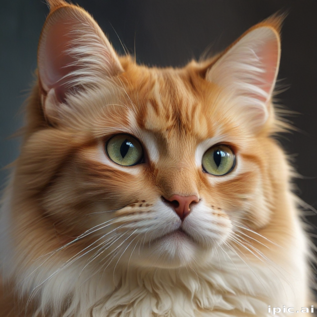 A Majestic Ginger Cat with Striking Green Eyes and Fluffy Fur