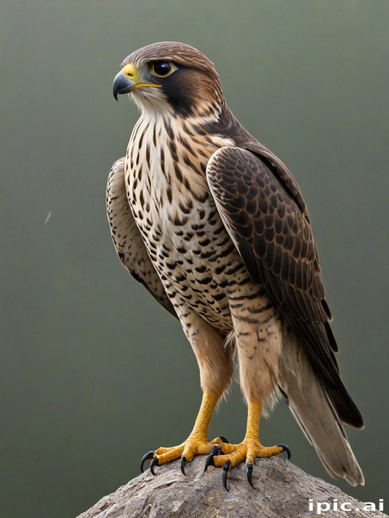 A Majestic Falcon Standing Proudly on a Rocky Perch in Nature.