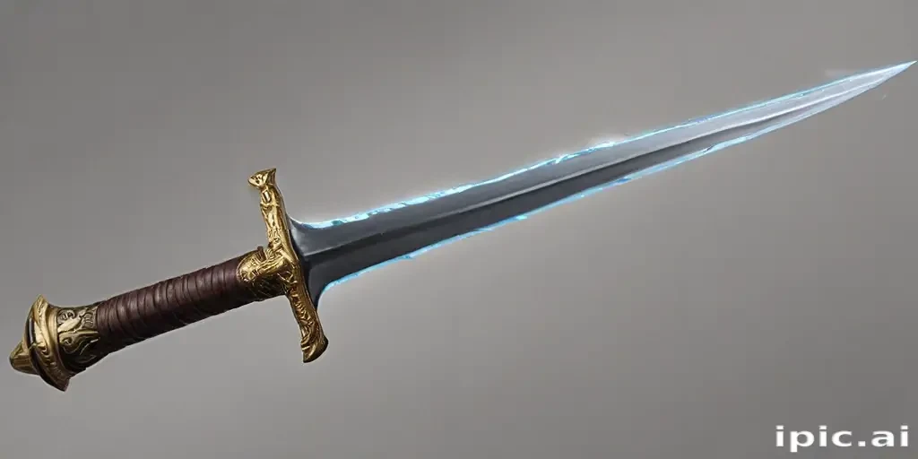 Intricately Designed Sword with a Glowing Blade and Ornate Hilt