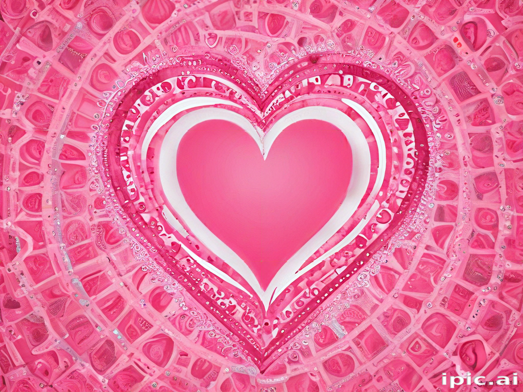 Beautiful Pink Heart Design Surrounded by Intricate Patterns and Textures