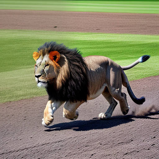 Lion chasing its prey