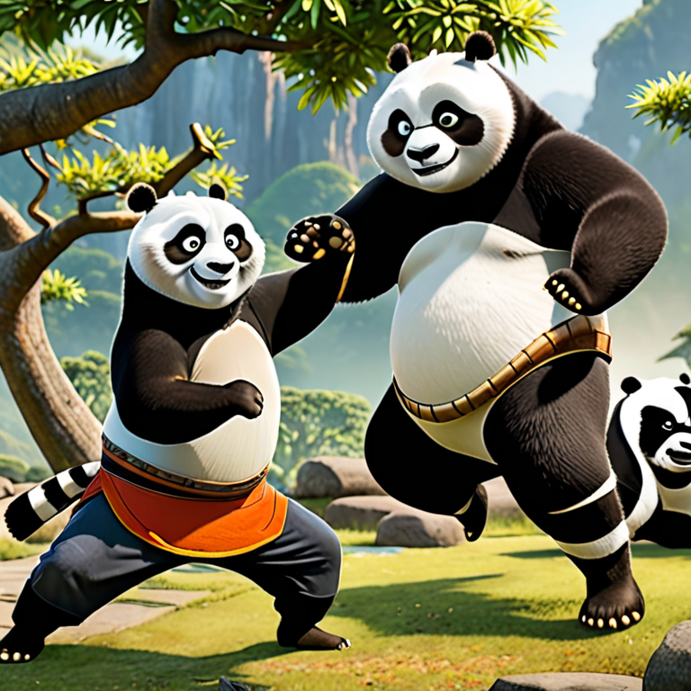 A kung fu panda fight the Elon Musk