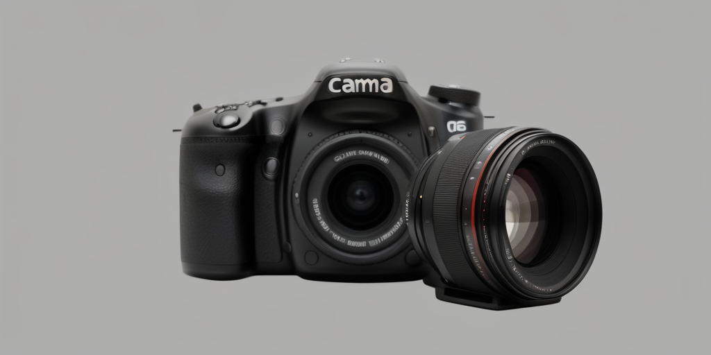 High-Quality DSLR Camera with Professional Lens on a Neutral Background
