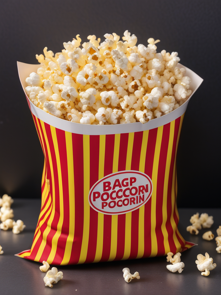 Deliciously Fluffy Popcorn in a Classic Red and Yellow Bag