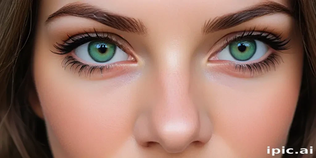Close-Up Portrait of a Person with Striking Green Eyes and Natural Beauty
