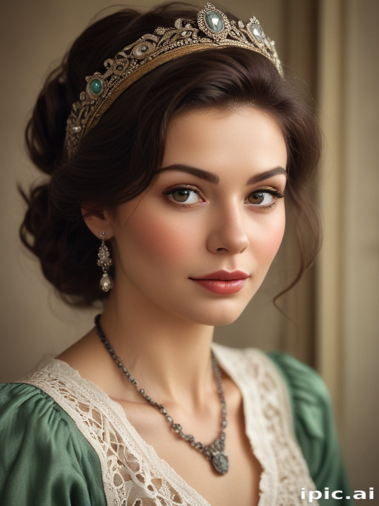 A Graceful Portrait of a Young Woman in Elegant Regal Attire