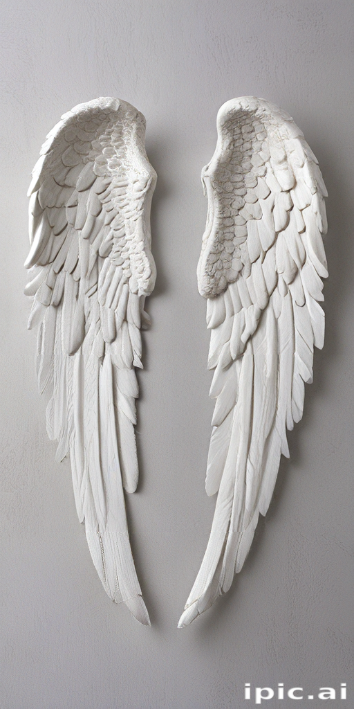 Elegant White Angel Wings Decorated for a Serene and Heavenly Ambiance
