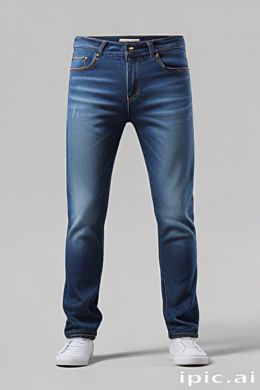 Stylish Blue Denim Jeans with Classic Fit and Trendy Design Features