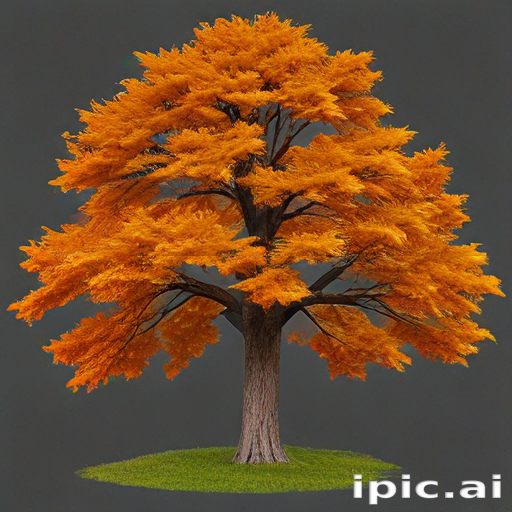 Vibrant Autumn Tree with Bright Orange Foliage Against a Dark Background