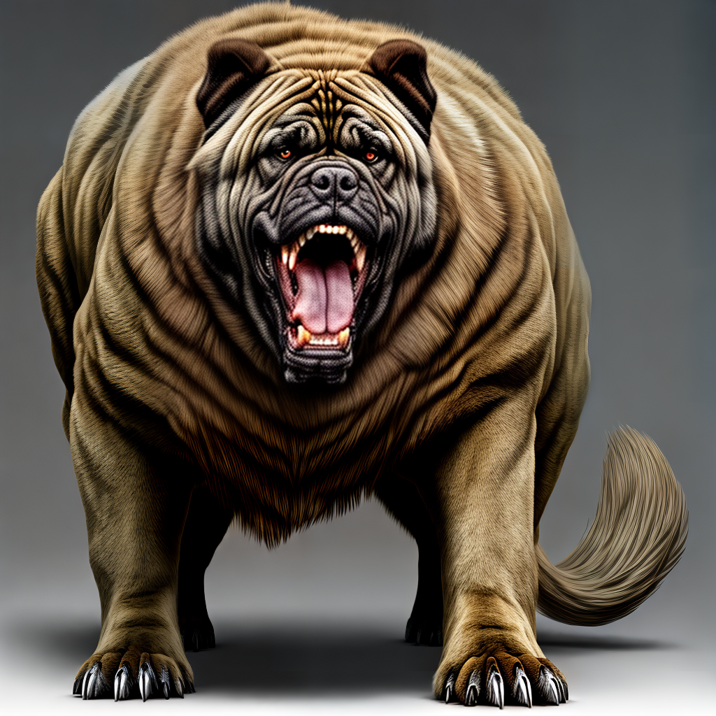 an angry king mythological animal of English mastiff , completely ...
