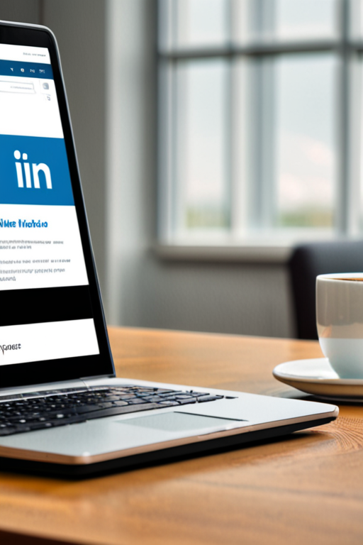 linkedin banner having laptop and cofffe and code