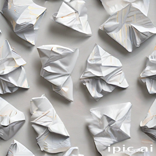 Intricate Arrangement of Crumpled White Paper Forms on a Light Background
