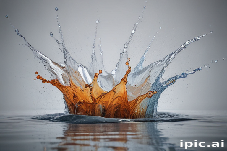 Dynamic Splash of Water and Orange Liquid Creating Stunning Visual Effects