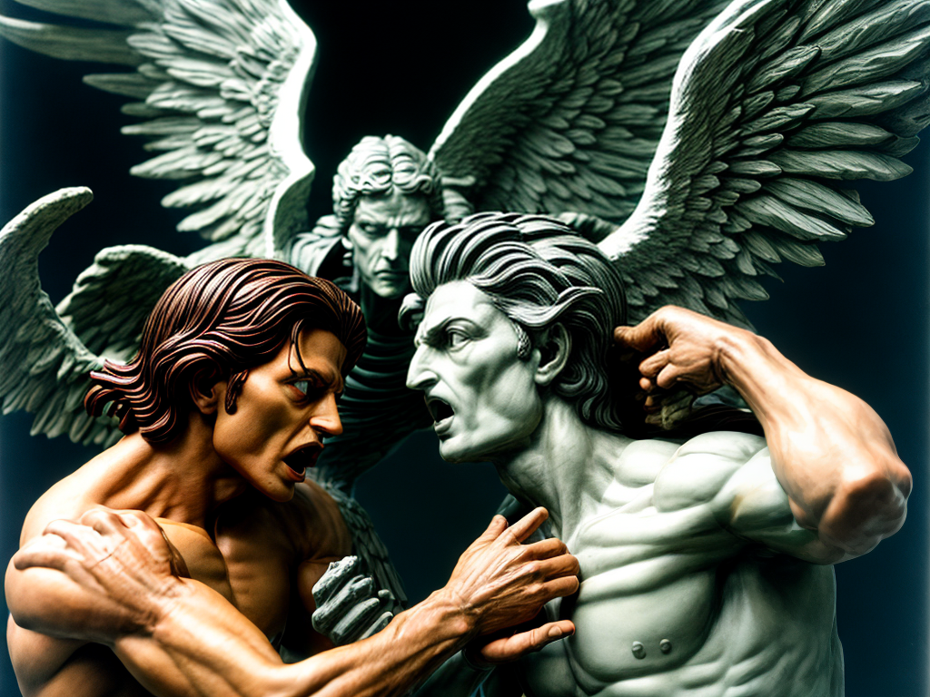 angel michael fighting lucifer head to head