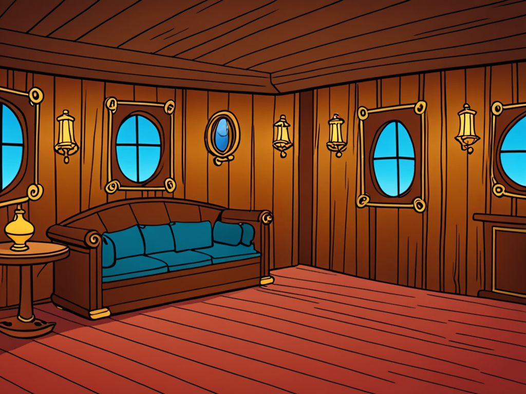 Interior of Captain Hook's state room on the pirate ship from the ...