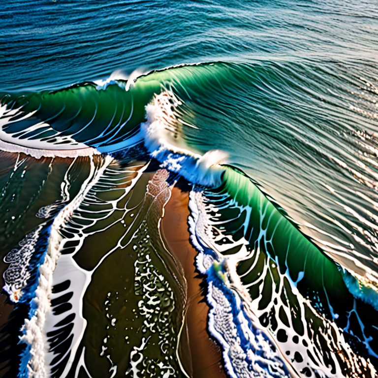 high definition top view of waves on shore.