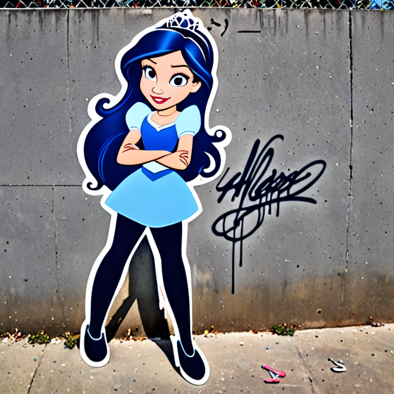 graffiti disney princess tagging on a wall