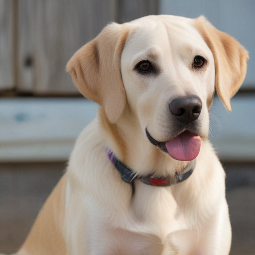 A Happy Labrador Retriever Dog Sitting and Smiling in the Sunlight.