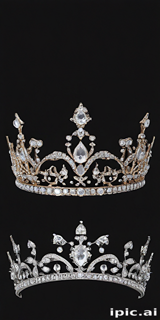 Elegant Display of Two Exquisite Crystal-Crowned Tiara Designs on Black ...