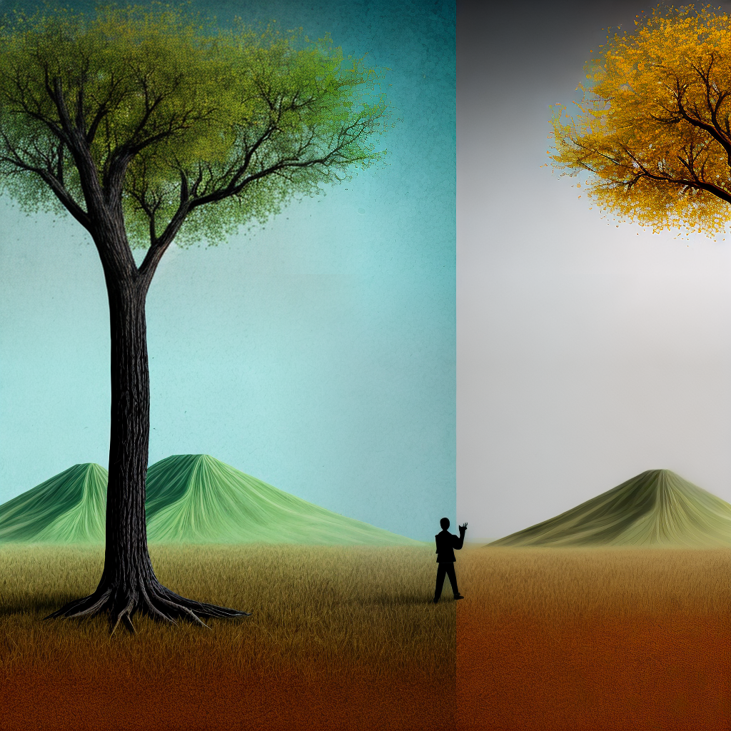 a picture conveying two contrasting views within a mind