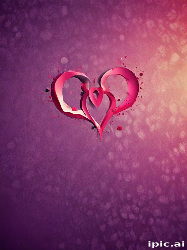 Artistic Heart Design with Gradient Colors and Abstract Background Elements