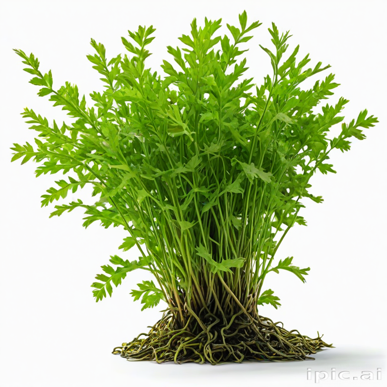 A Lush Green Plant with Vibrant Leaves and Intricate Root System.
