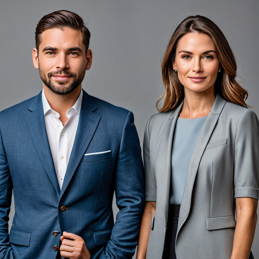 elegant couple who are male and female headshot