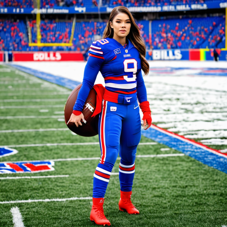 Hailee Steinfeld as Hawkeye full body using Buffalo Bills colors in the ...