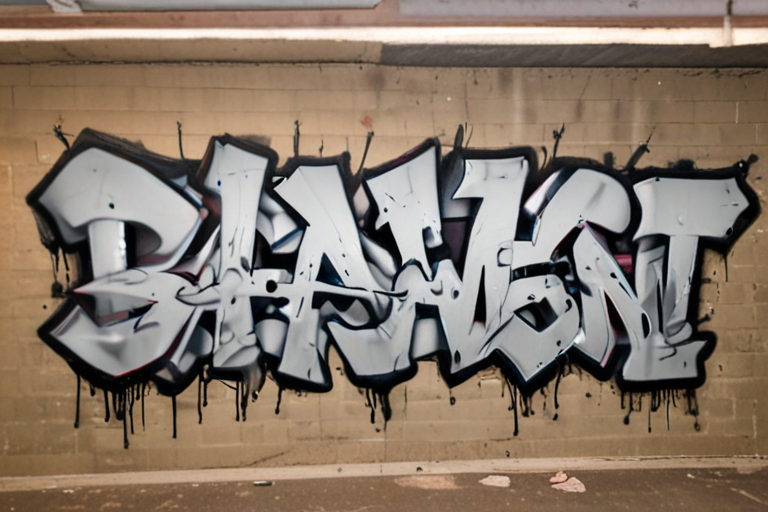 family graffiti art piece basement wall