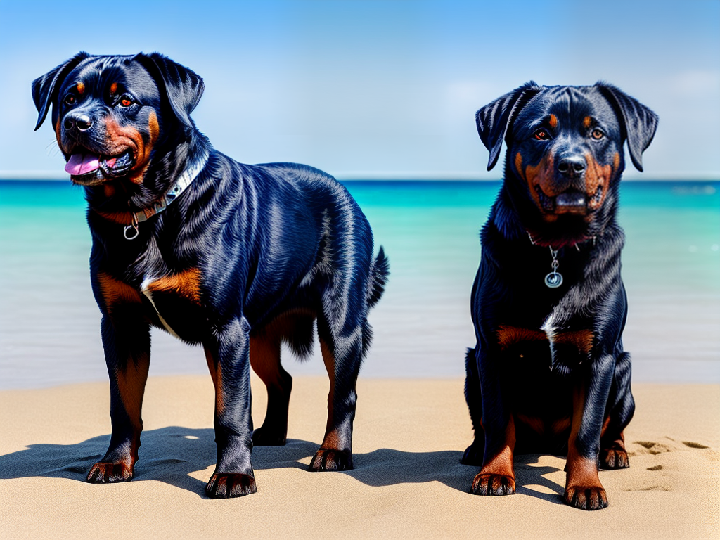 beautiful girl in half bikini playing with her dog rottweiler hugged ...