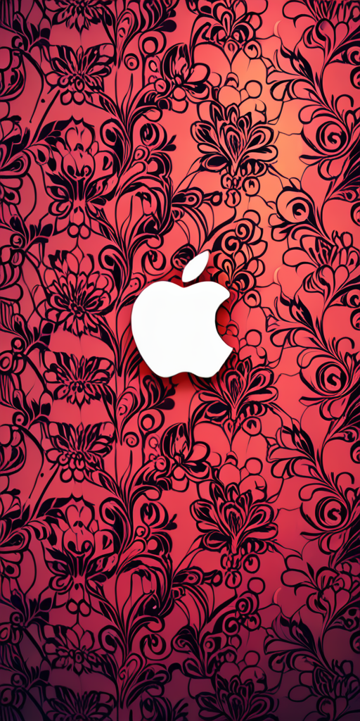 Elegant Floral Pattern Background with Iconic Apple Logo in Center