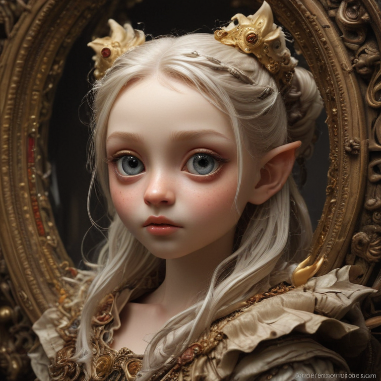 A Beautiful Elven Girl with Intricate Hair and a Regal Frame