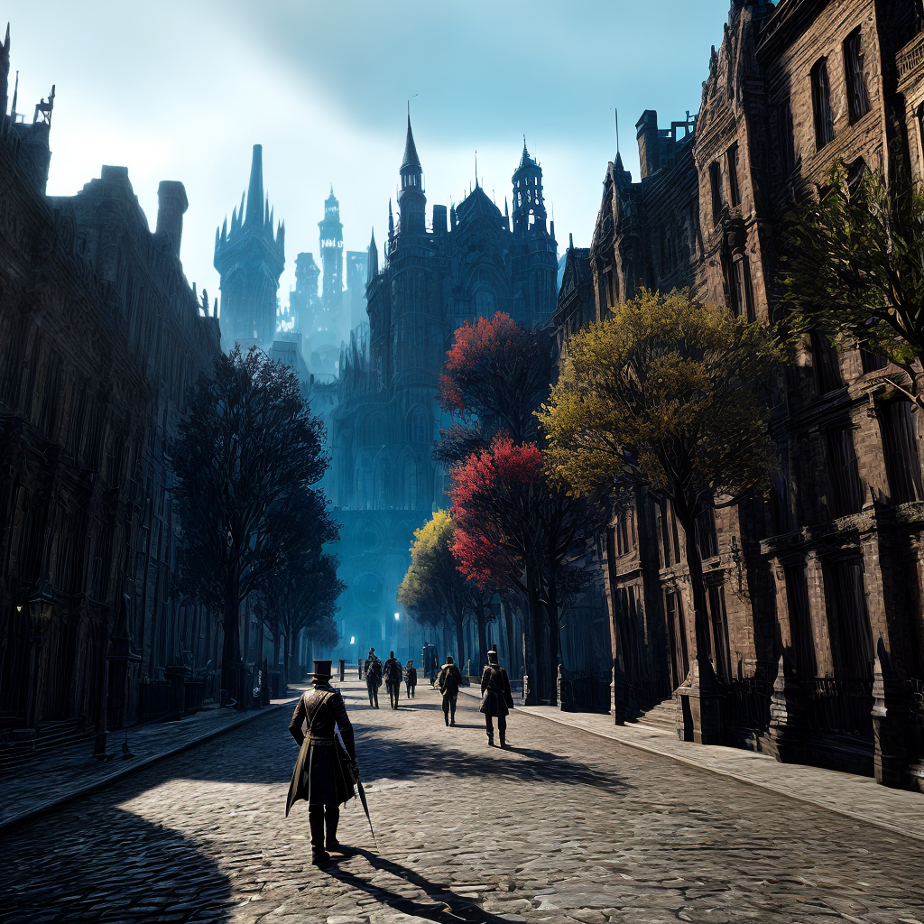 A Victorian A city with the aesthetics of the game Bloodborne.panoramic ...